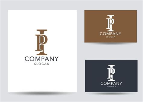 현대 모노그램 초기 편지 Ip 로고 디자인 서식 파일 프리미엄 벡터