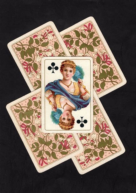 A Montage Of Vintage Playing Card Backs With One Card Revealed Stock