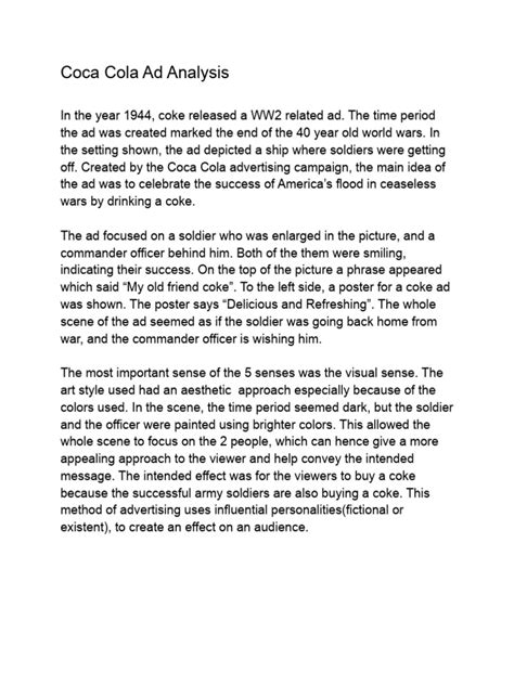 1944 Coca Cola Ad Analysis Pdf