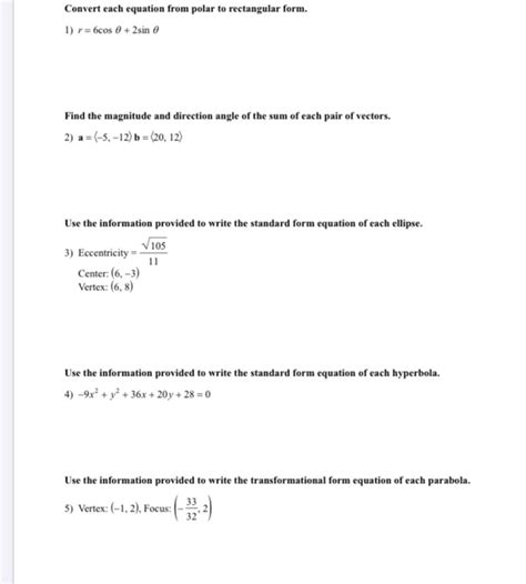 solved convert each equation from polar to rectangular form