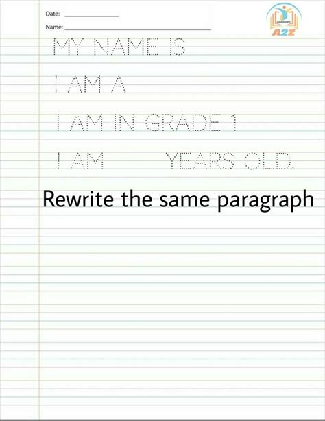 Grade 1 English Writing Worksheet