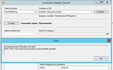 Oracle Biztalk Wcf Ora 12154 Tnscould Not Resolve The Connect