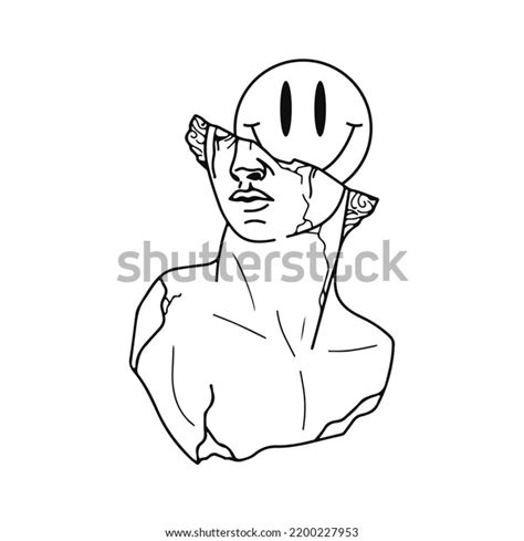 Vector Illustration Split Head Greek Statue Stock Vector Royalty Free