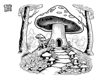 Mushroom House Coloring Pages Free Printable