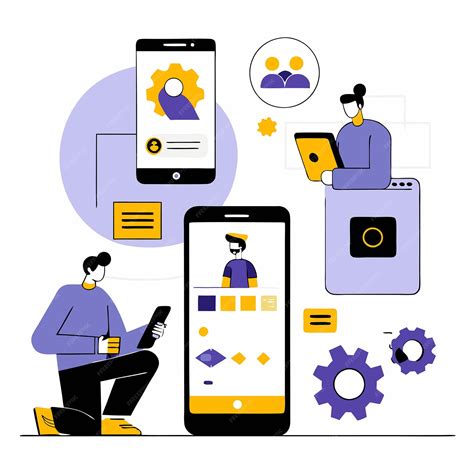 Development Team Collaborating On Mobile App Creation Premium Ai Generated Vector