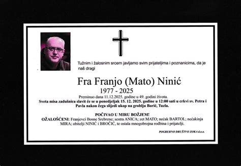 Poznat Termin Sahrane Fra Franje Ninića Rtv Slon