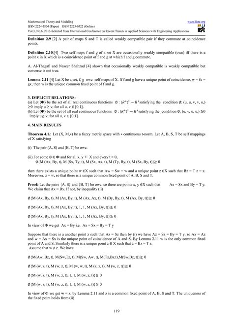 On Common Fixed Point Theorem In Fuzzy Metric Space Pdf Programming