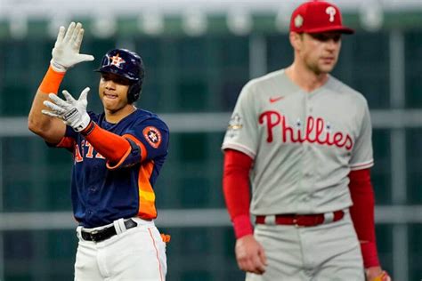 Astros Burst Ahead Beat Phillies 5 2 Tie World Series 1 1 Whyy