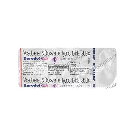 Buy Zerodol Spas Tablet Online At Flat 18 Off Pharmeasy