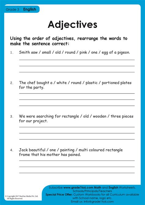 Adjectives Ordering Class 3