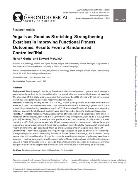 Pdf Yoga Is As Good As Stretching Strengthening Exercises In