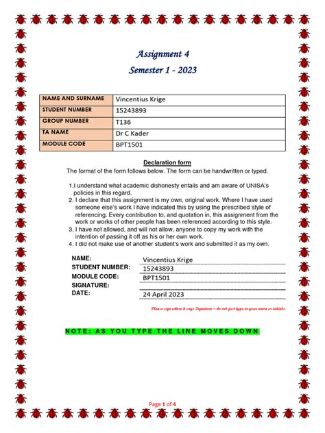 Bpt1501 Assignment 4 Pdf Classroom Behavior Modification