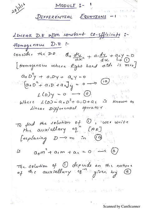 Linear Differential Equations With Constant Coefficients Mod 1 Electronic And Communication