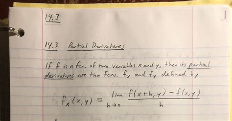 Professor Franks Math Blog 143 Partial Derivatives Notes