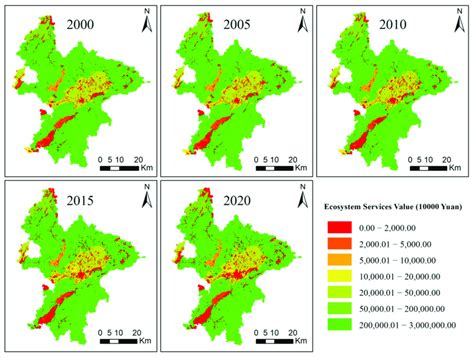 Spatial Distribution Of The Ecosystem Service Values In Ruijin City