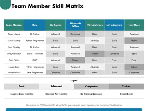 Team Member Skill Matrix Ppt PowerPoint Presentation Gallery Inspiration PowerPoint Templates