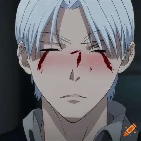Anime Character With White Hair And Scar Over His Eye On Craiyon
