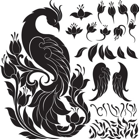 Elegant Thai Peacock Traditional Pattern Set 52867217 Vector Art At Vecteezy