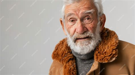 A Old Man With A White Hat And A Beard Is Standing In Front Of A White