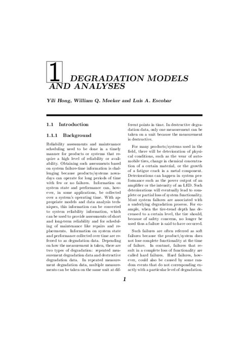 Pdf Degradation Models And Analyses