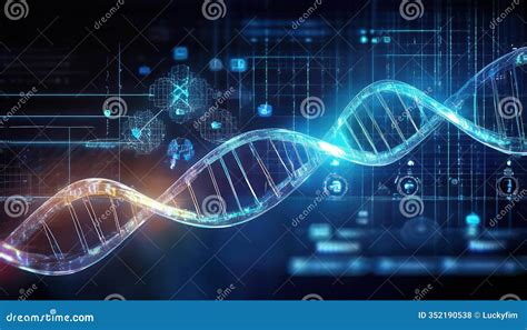 Glowing Dna Strand Intertwined With Data Visualizations Symbolizing