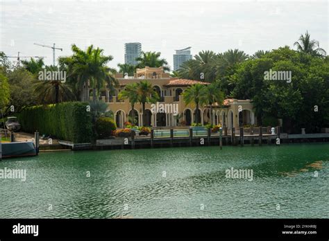 Luxurious Mansion Of Celebrities On Star Island In Miami Fl Usa Stock
