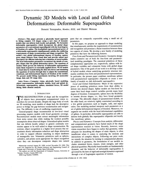 PDF Dynamic D Models With Local And Global Deformations Deformable Superquadrics