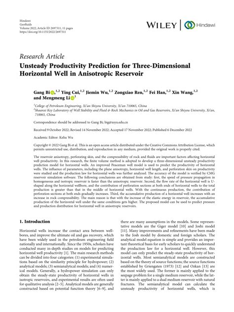Pdf Unsteady Productivity Prediction For Three Dimensional Horizontal
