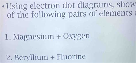 Using Electron Dot Diagrams Show Of The Following Pairs Of Elements 1