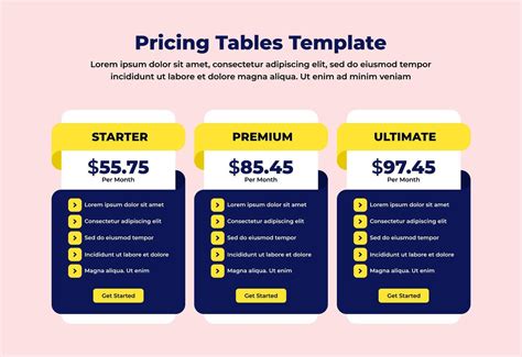 Business Price Plan Table Template 71804375 Vector Art At Vecteezy