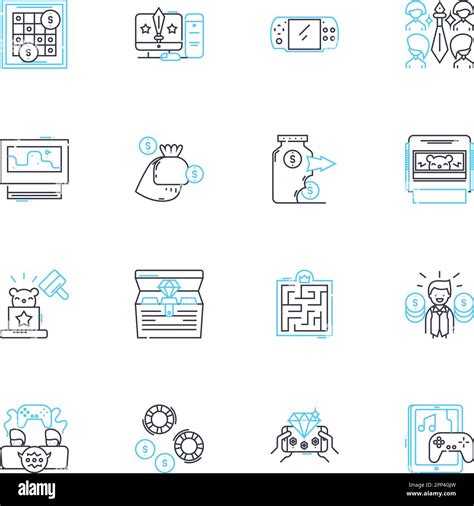 Gaming Linear Icons Set Console Shooter Adventure Puzzle Rpg Racing Strategy Line Vector