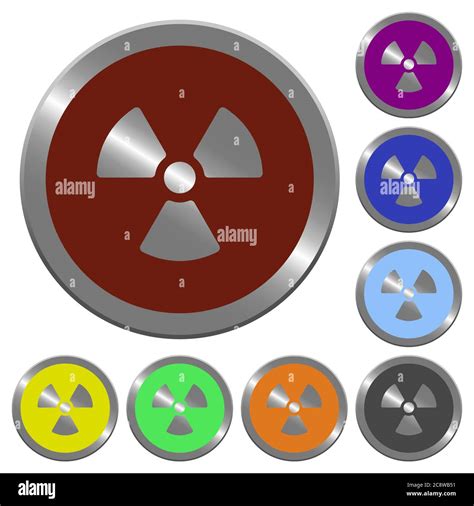 Set Of Color Glossy Coin Like Radiation Buttons Stock Vector Image