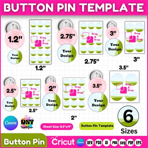 Button Pin Template Bundle Button Pin Svg Pin Button Svg Sublimation