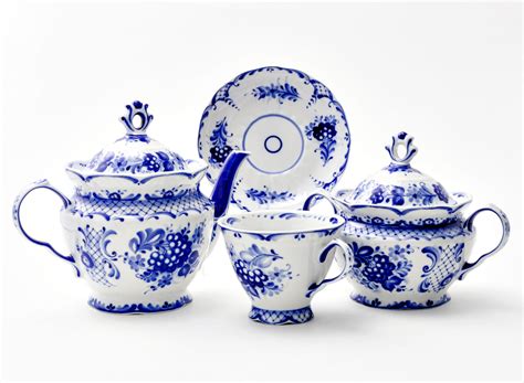 Сервиз чайный Гжель 6 персон/ 14 предметов Натали | Императорский ...