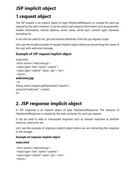 Jsp Implicit Objects Explained Pdf