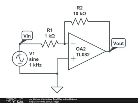 Inverting Amplifier Using Opamp Circuitlab