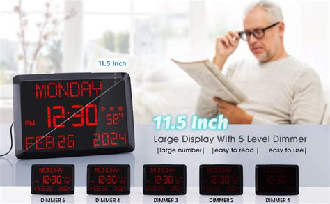 Digital Clock Large Display 11 5 Calendar Clock With Date