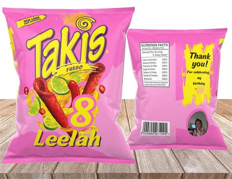 Pink Takis Birthday Chip Template Etsy