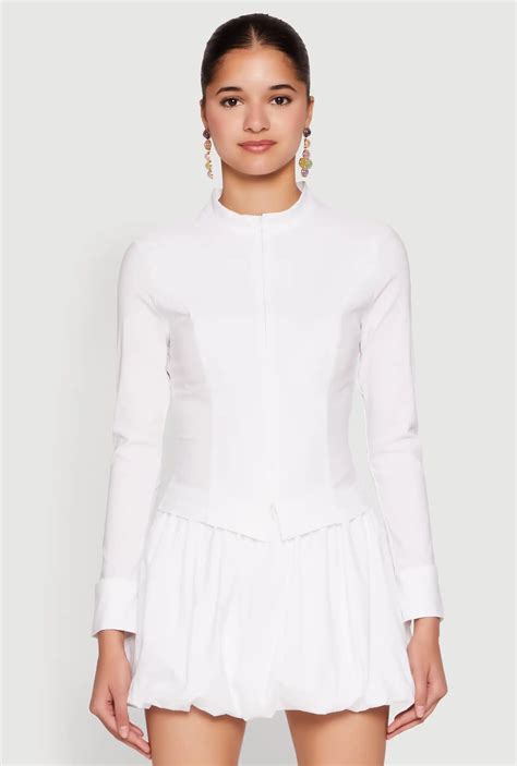 Womens Iris Double Zip Front Blouse White Size S Best Deals And Sales