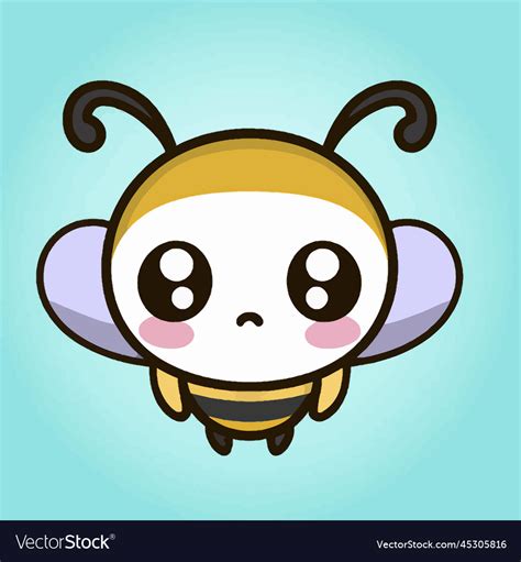 Cute Bee Kawaii Chibi Drawing Style Royalty Free Vector