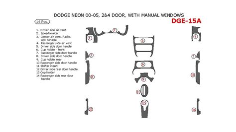 Dodge Neon 2000 2005 Interior Dash Kit 2and4 Door With Manual Windows