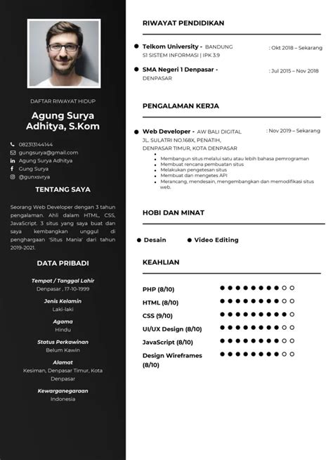 CV Web Developer Cara Membuat Dan Contoh Template Payroll ESS And Talent Management
