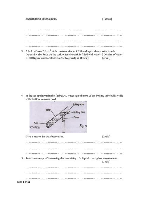 Form 3 Physics Paper 1 End Of Term 3 Examination 2023
