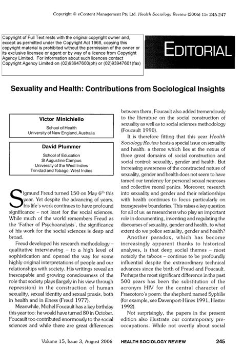 Pdf Sexuality And Health Contributions From Sociological Insights