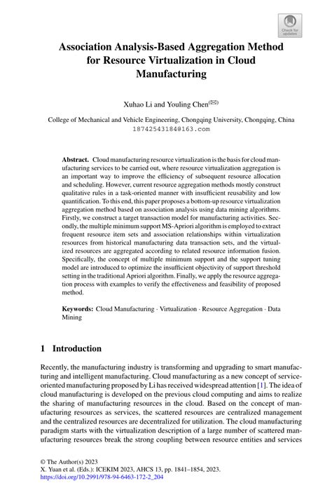 Pdf Association Analysis Based Aggregation Method For Resource