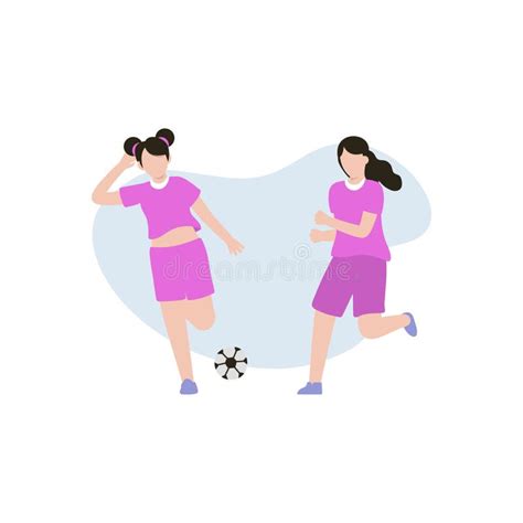 Two Girls Are Playing Soccer Stock Vector Illustration Of Athletes