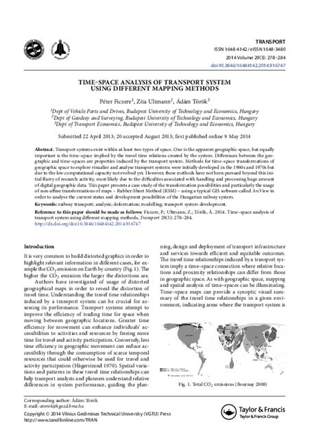 Pdf Timespace Analysis Of Transport System Using Different Mapping