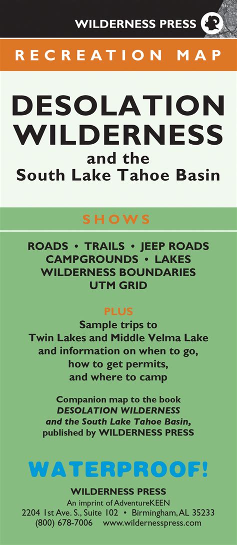 Map Desolation Wilderness And The South Lake Tahoe Basin