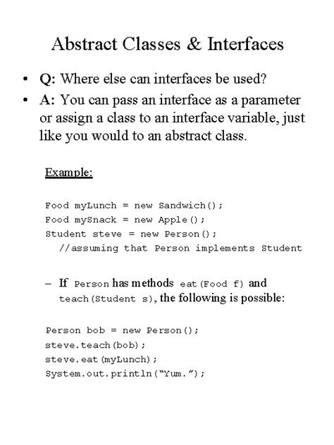 Abstract Classes Interfaces Definitions Abstract Methods Methods That
