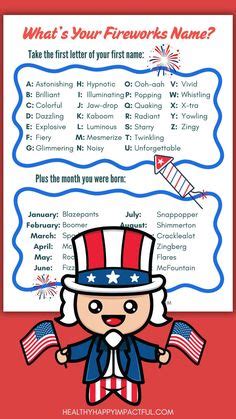 Whats Your Fireworks Name Free 4th Of July Printable Activity In 2025